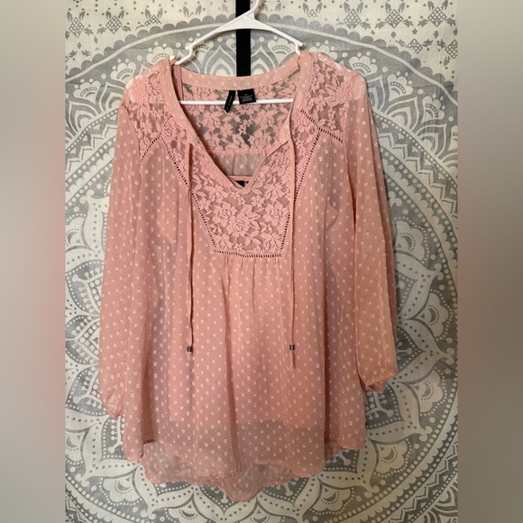 new directions | Tops | New Directions Blush Lace Accent Blouse | Poshmark